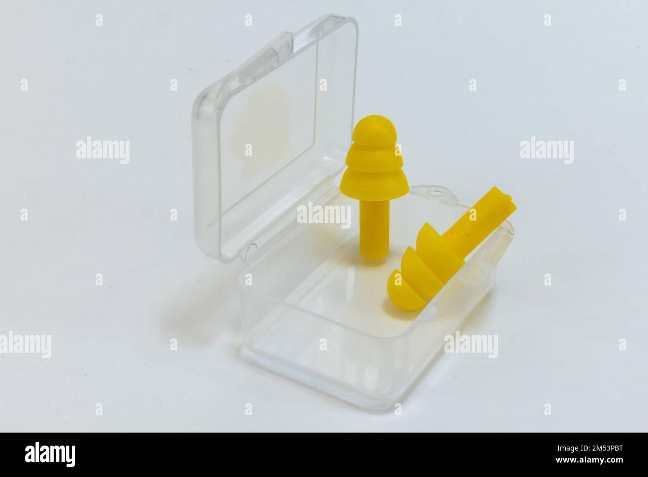 Silicone ear plugs for human ears on white background Stock Photo - Alamy