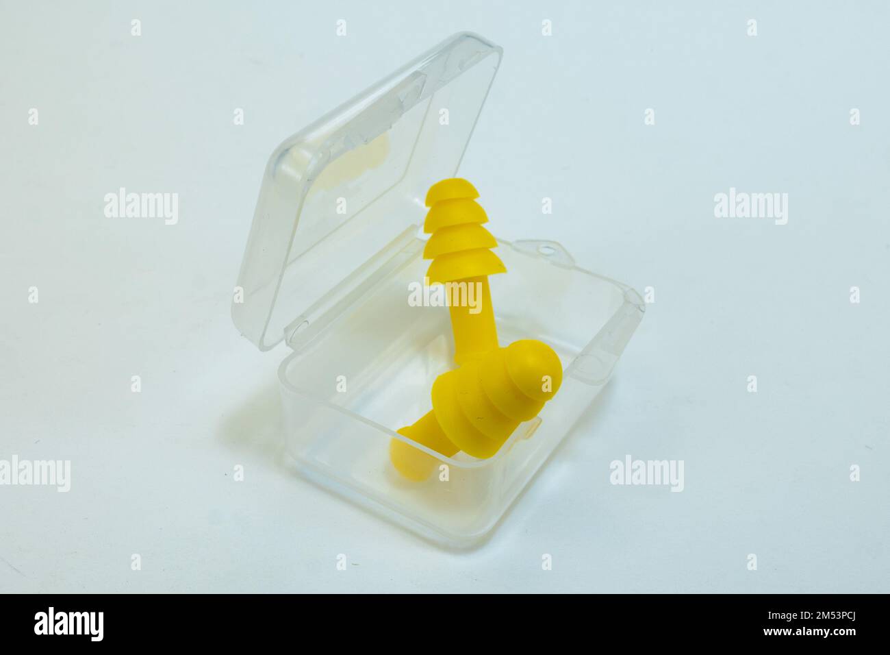 Silicone ear plugs for human ears on white background Stock Photo - Alamy