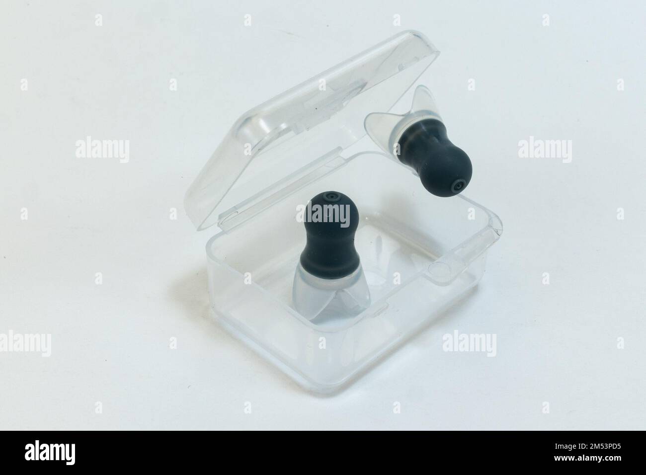 Silicone ear plugs for human ears on white background Stock Photo - Alamy