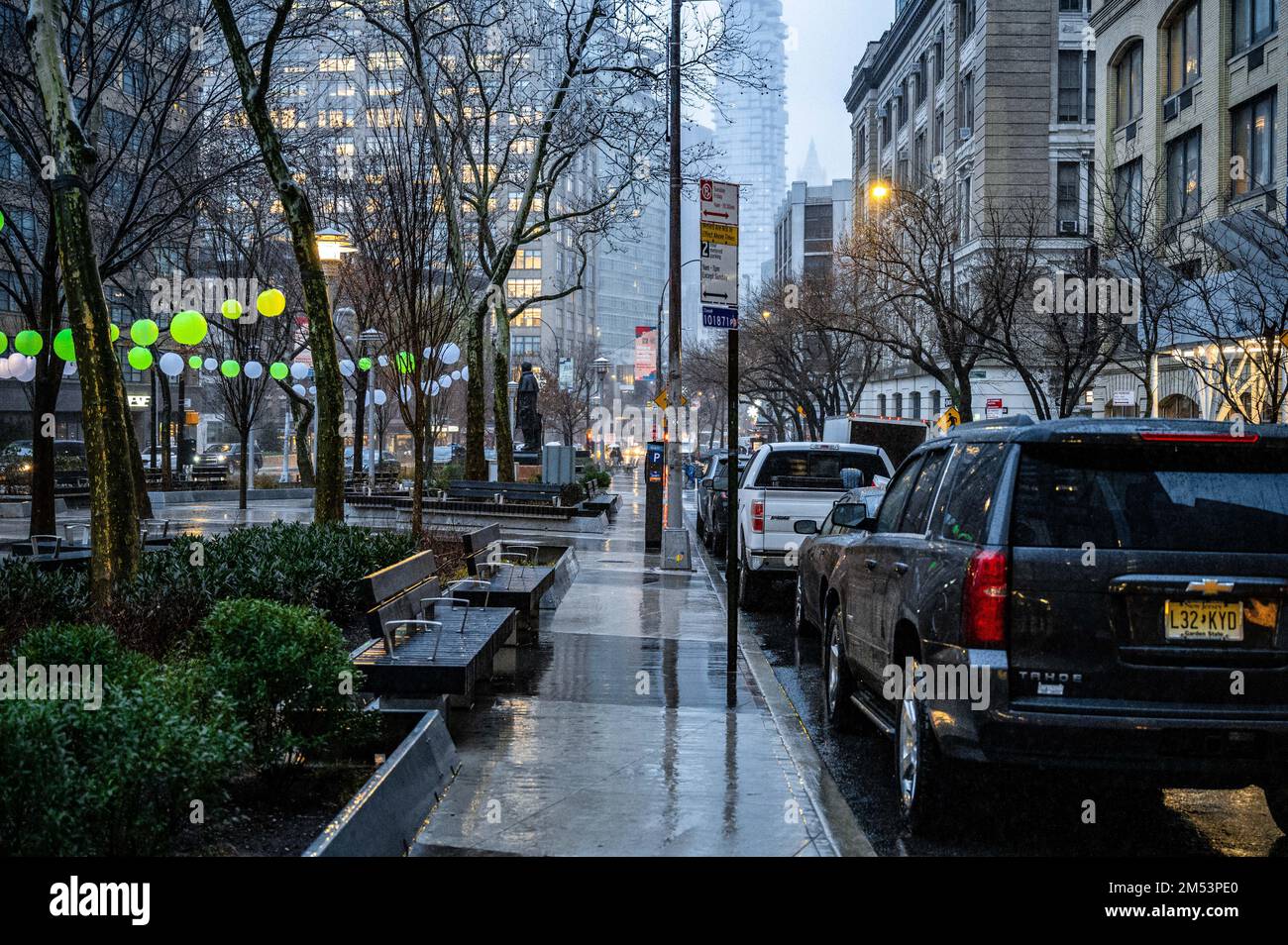The rainy New York streets in the evening Stock Photo - Alamy