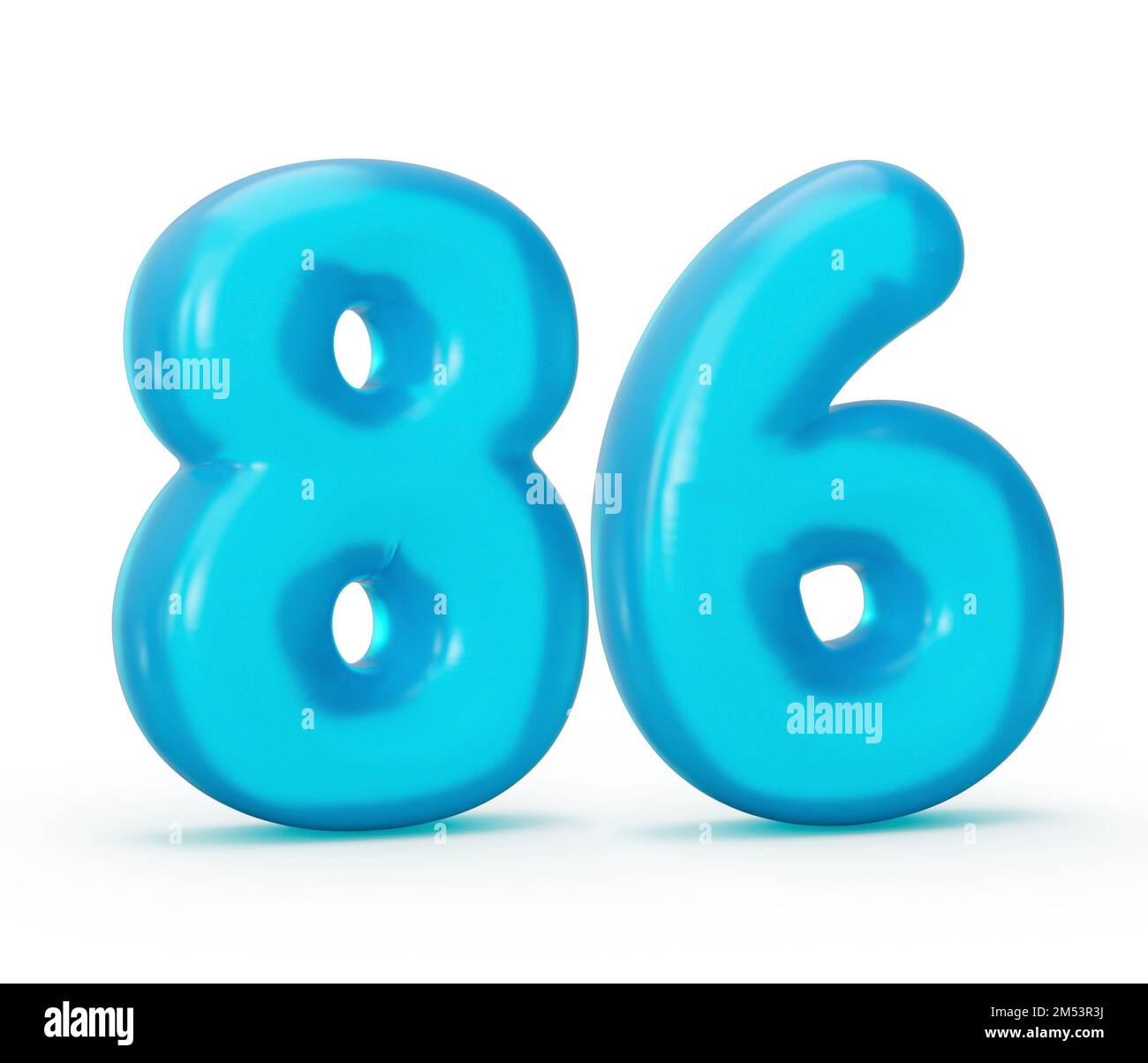 A Blue jelly digit 86 Eighty Six isolated on white background Jelly ...