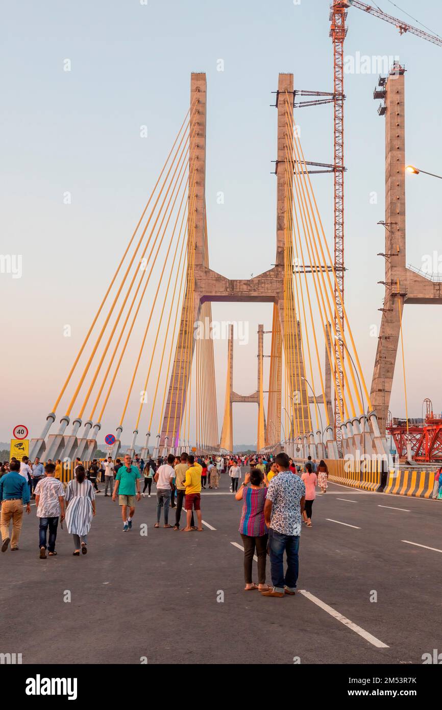 Cortalim, Goa - India - Dec 25th 2022: New Zuari Bridge - Cable Bridge ...