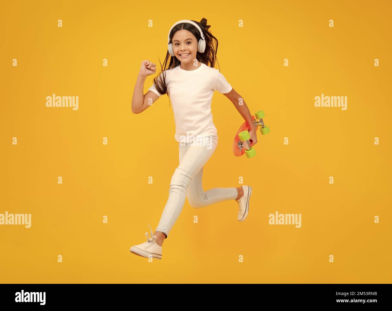 Jump and run. Fashion teenage lifestyle, beautiful teen girl with ...