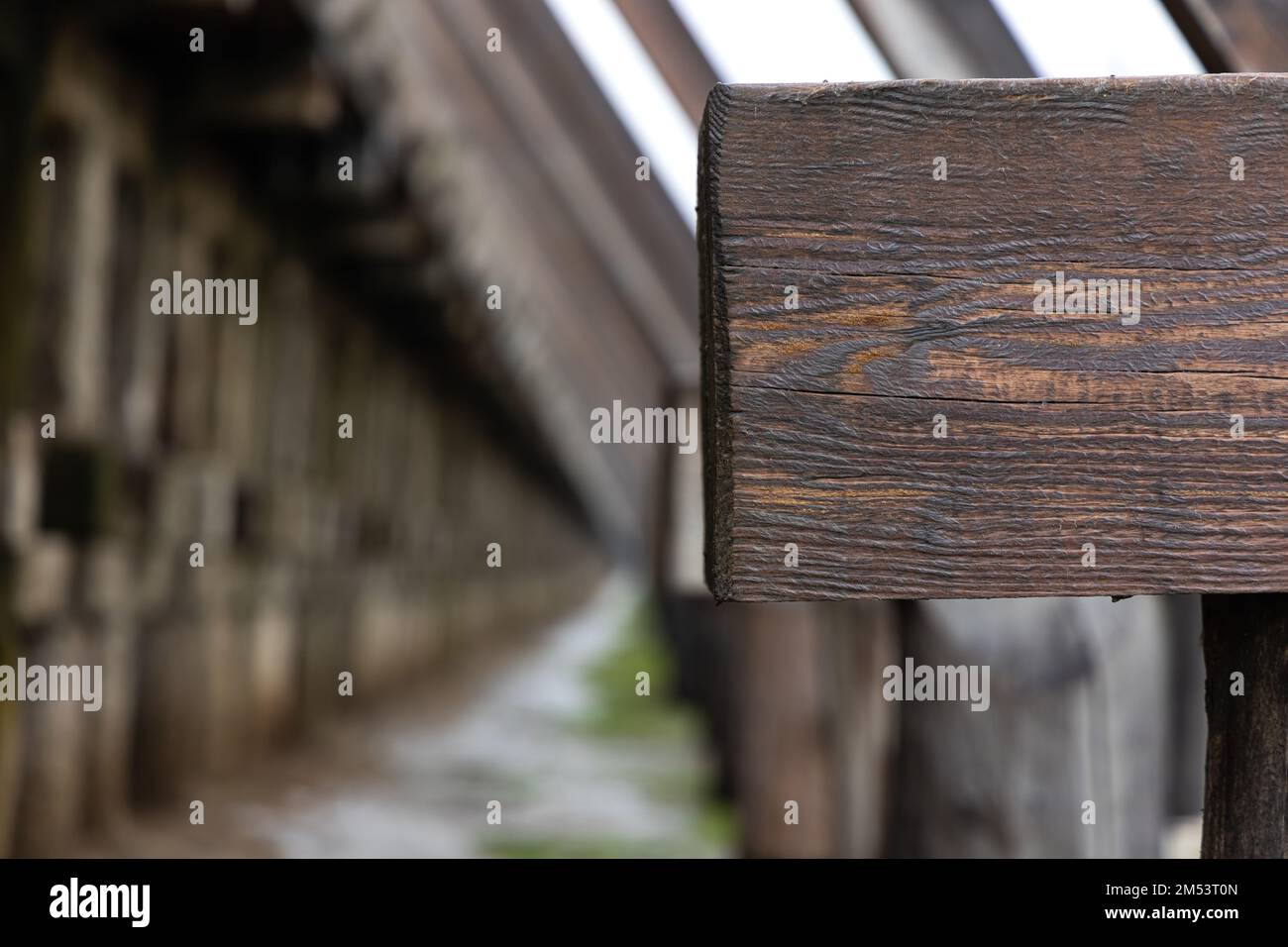 Construction of a wooden graduation tower. Close-up of the supporting ...