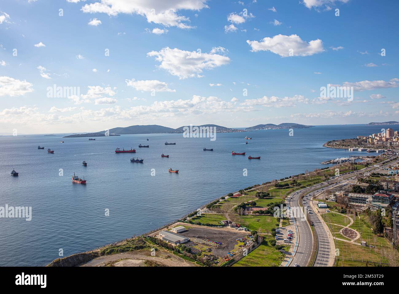 Istanbul Anatolian side coastline, islands and the Sea of Marmara ...