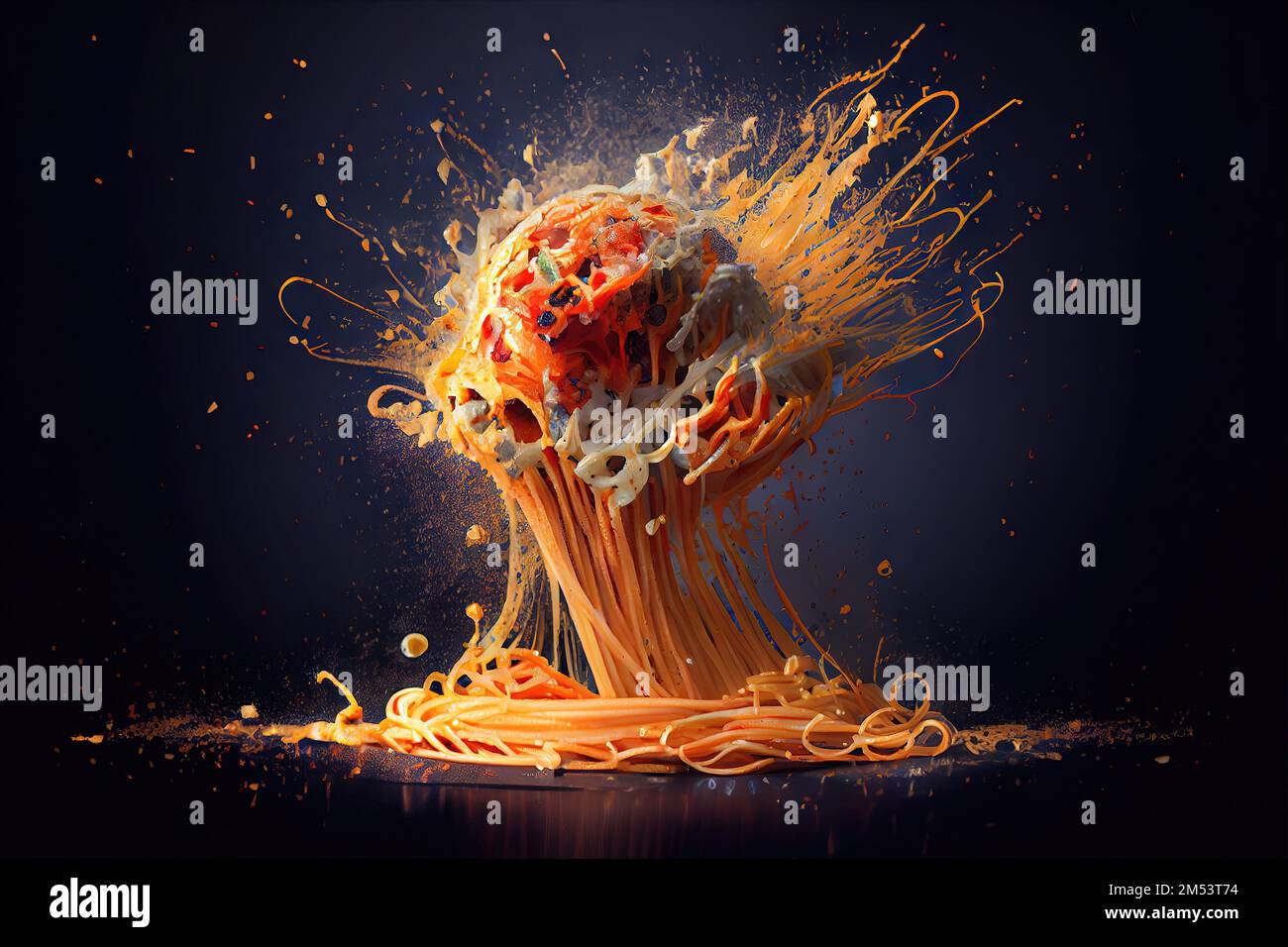 exploding food by generative AI Stock Photo - Alamy
