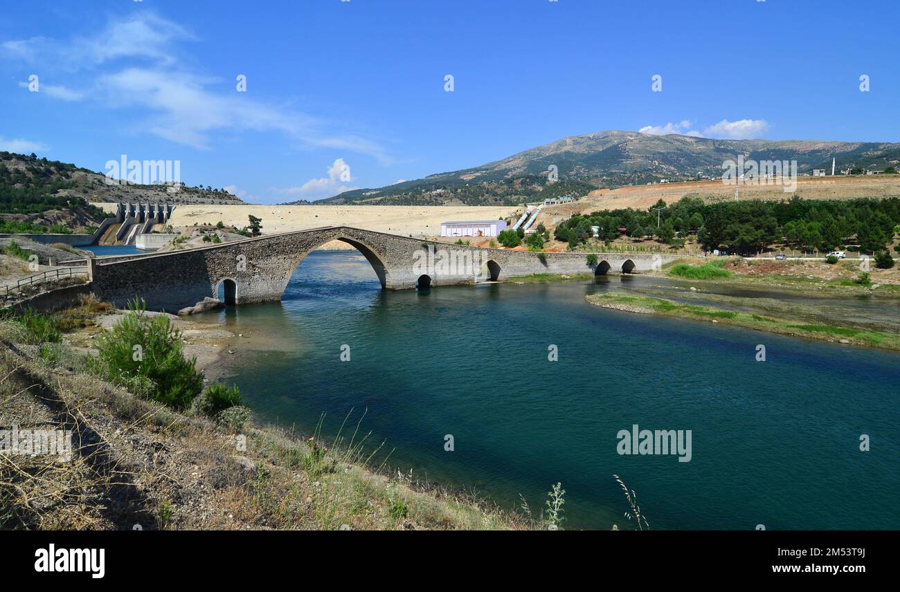 Ceyhan Bridge, located in Kahramanmaras, Turkey, was built in the 16th ...
