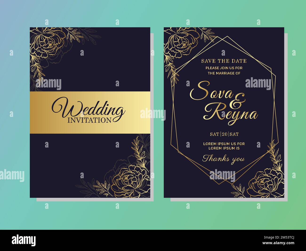 A vector illustration of a wedding card template Stock Vector Image ...
