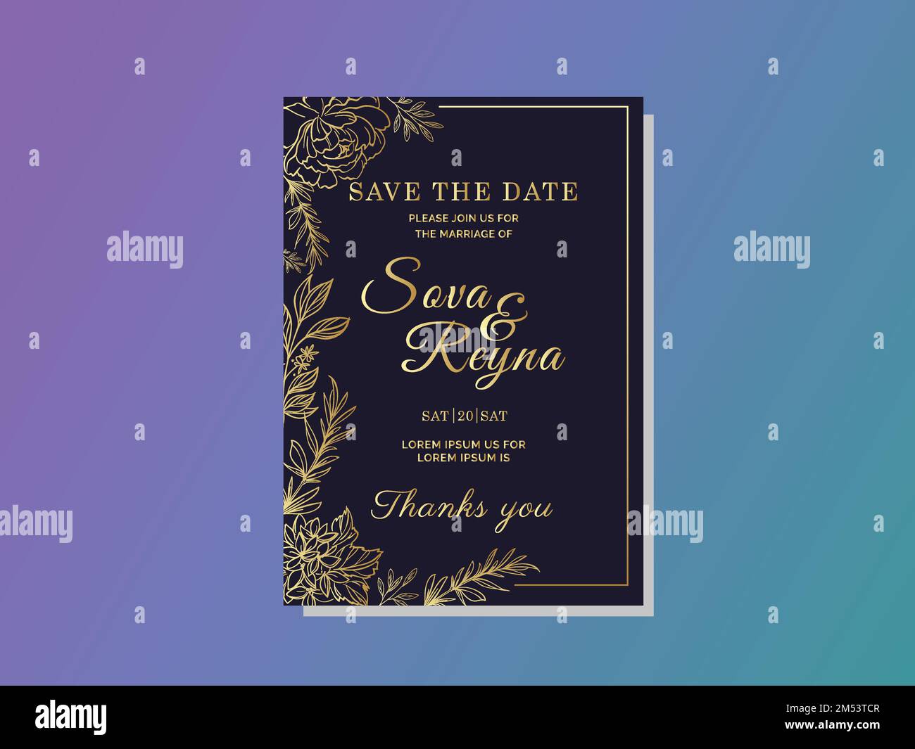 A vector illustration of a wedding card template Stock Vector Image ...