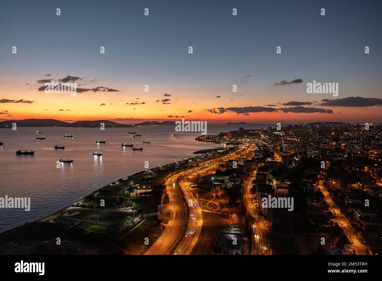 Istanbul Anatolian side coastline, islands and the Sea of Marmara ...