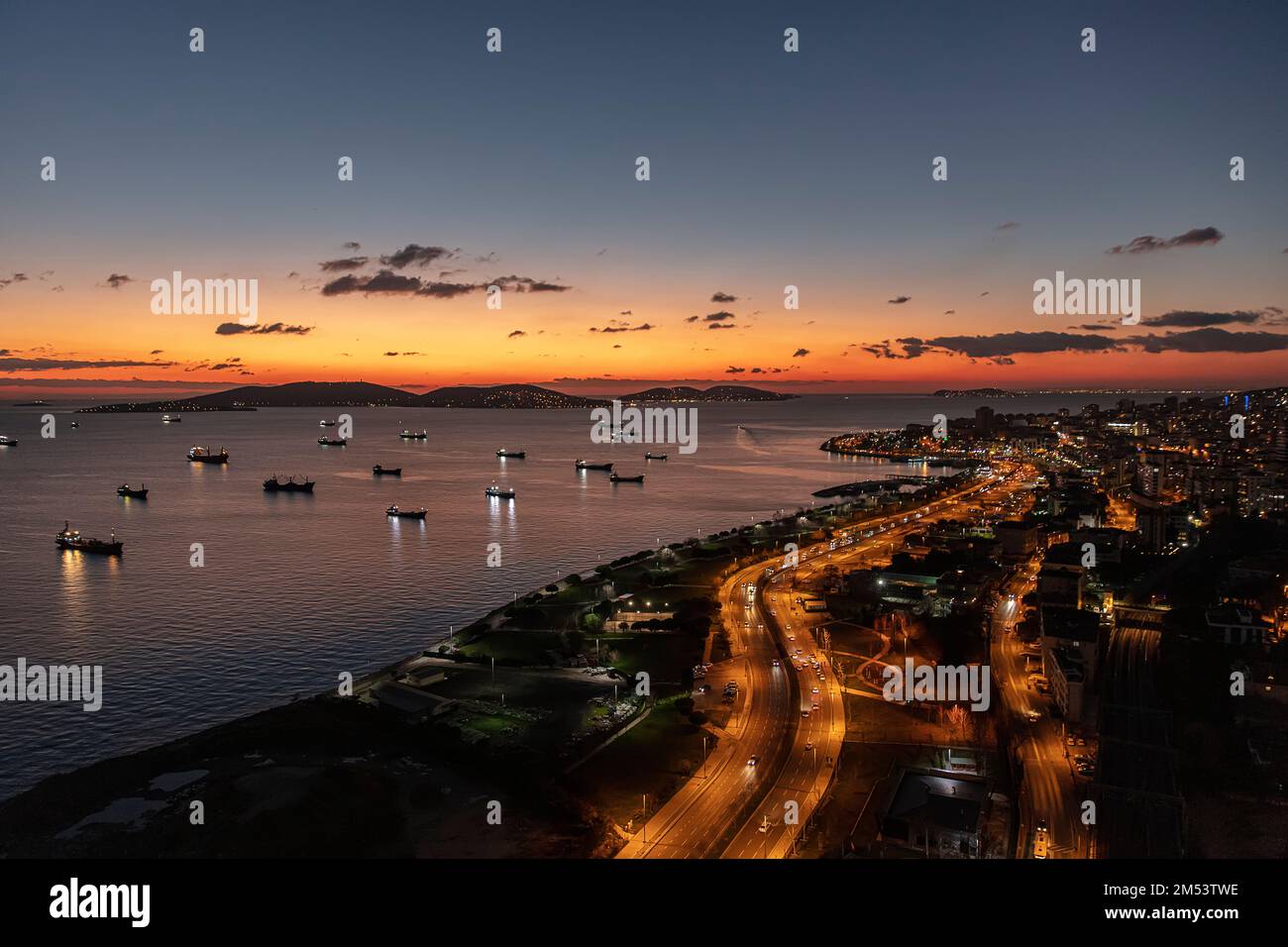 Istanbul Anatolian side coastline, islands and the Sea of Marmara ...