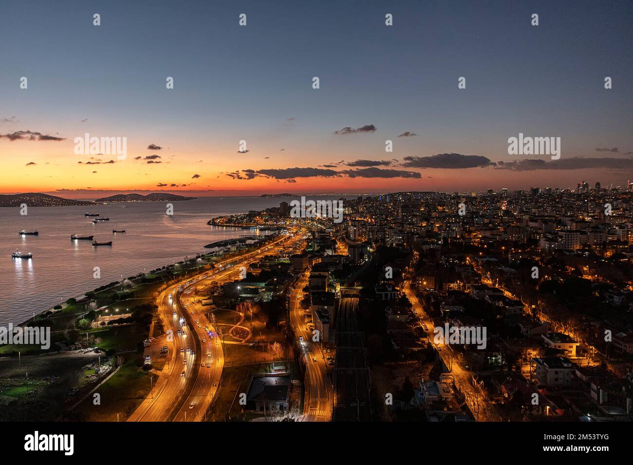 Istanbul Anatolian side coastline, islands and the Sea of Marmara ...