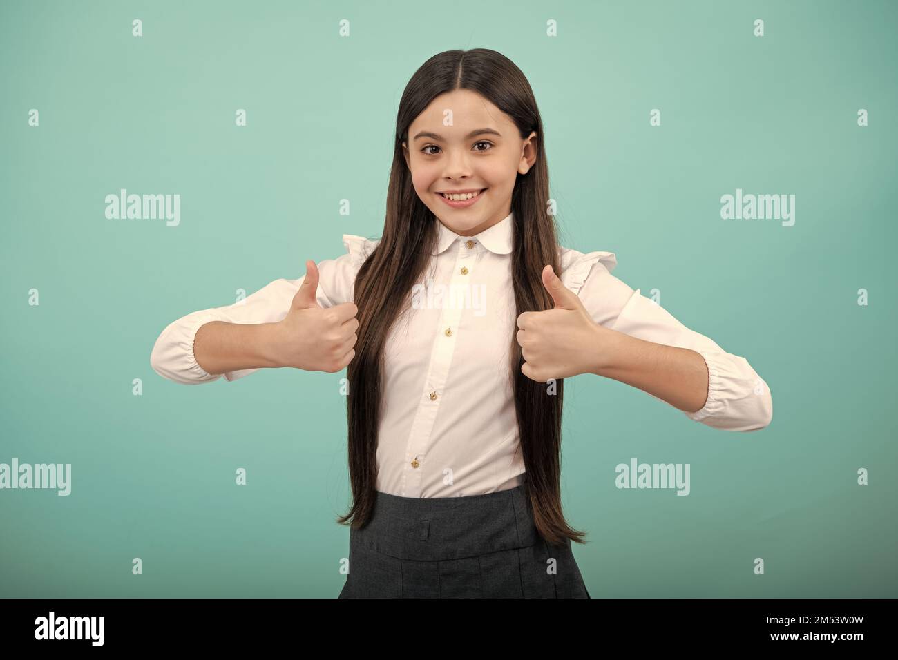 Little schoolgirl student. Portrait of a happy casual teenager child ...