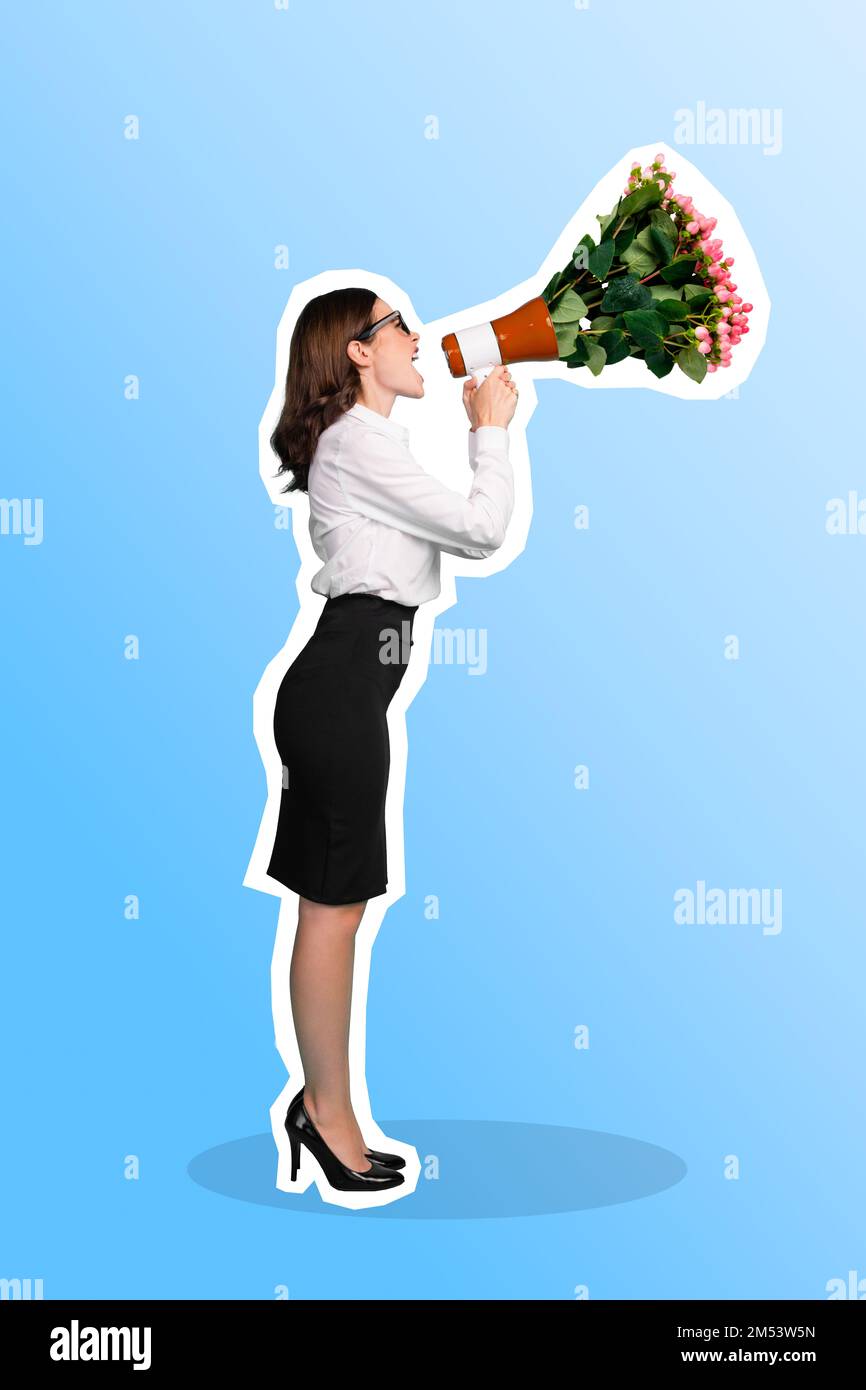 Creative photo 3d collage artwork poster postcard of beautiful lady ...