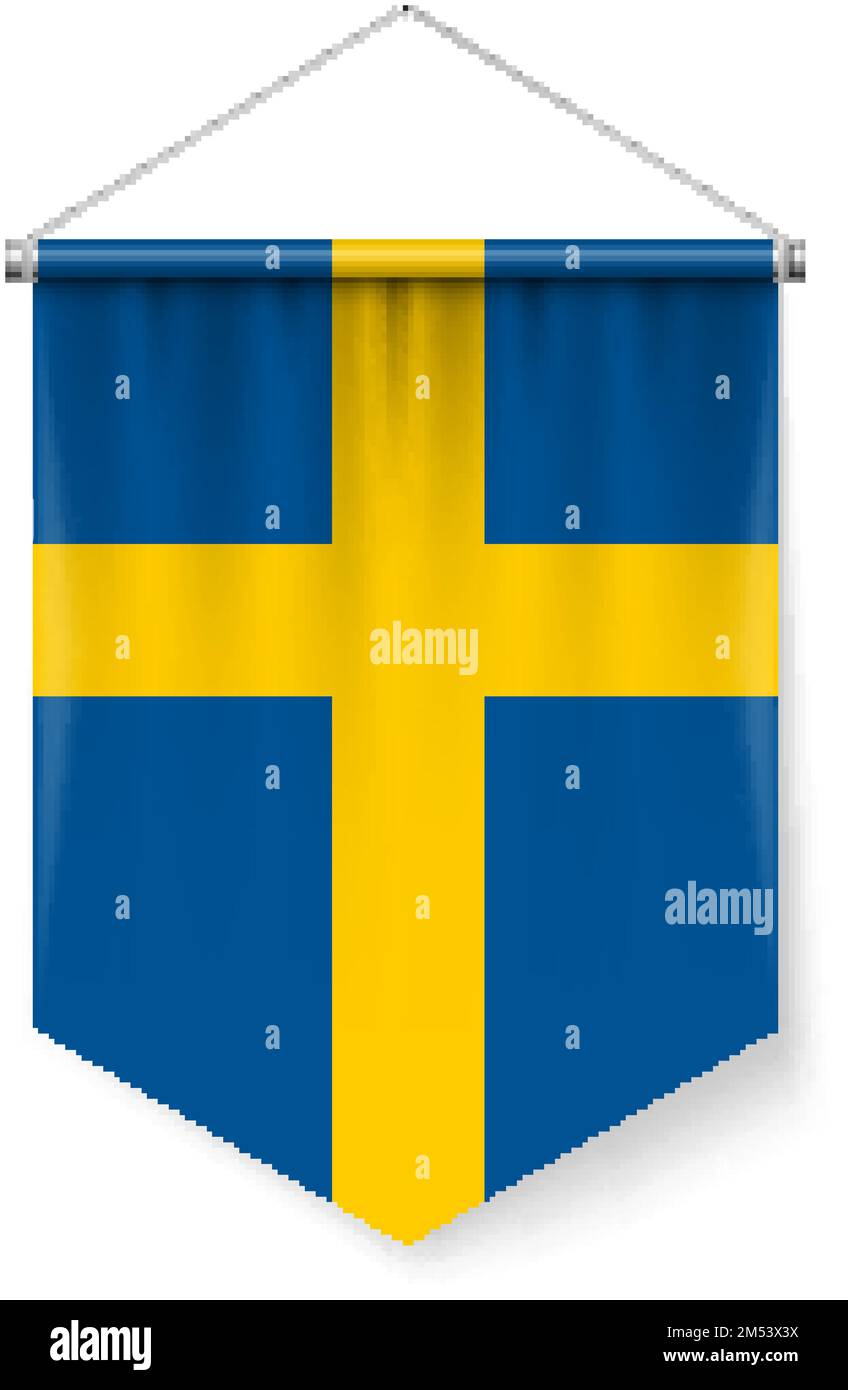Vertical Pennant Flag of Sweden as Icon on White with Shadow Effects ...
