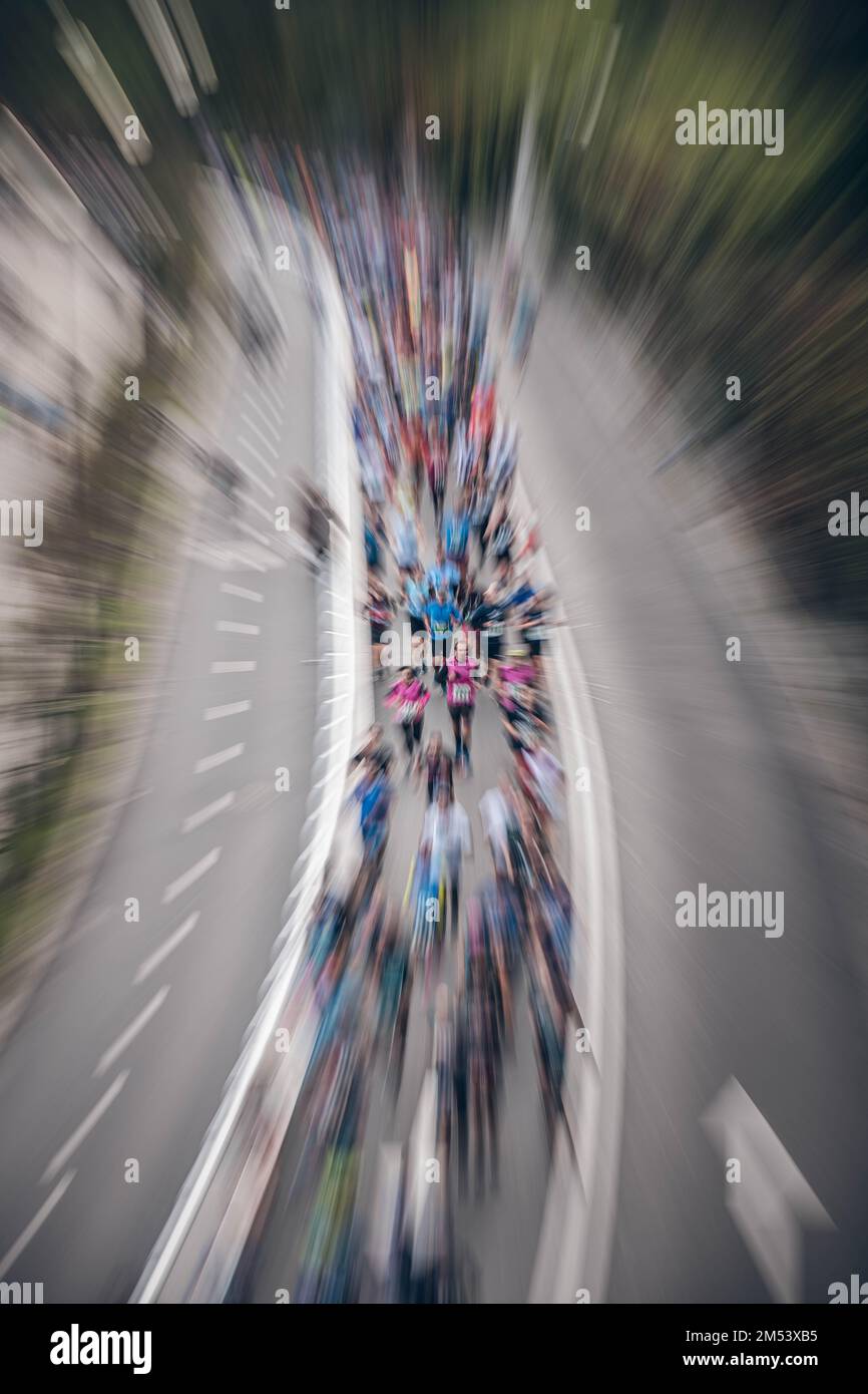 Crowd of runners with motion effect Stock Photo - Alamy
