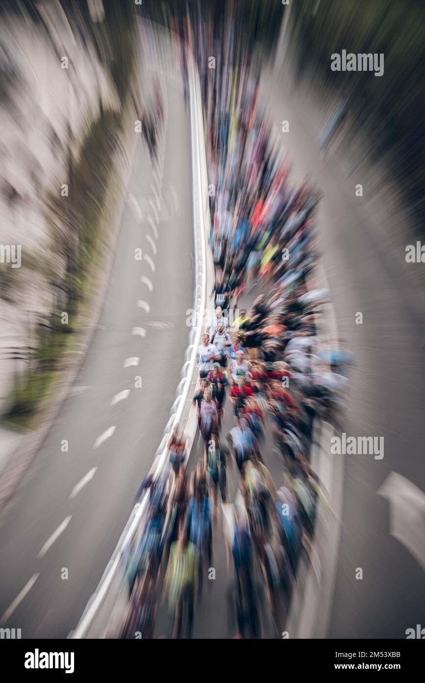 Crowd of runners with motion effect Stock Photo - Alamy
