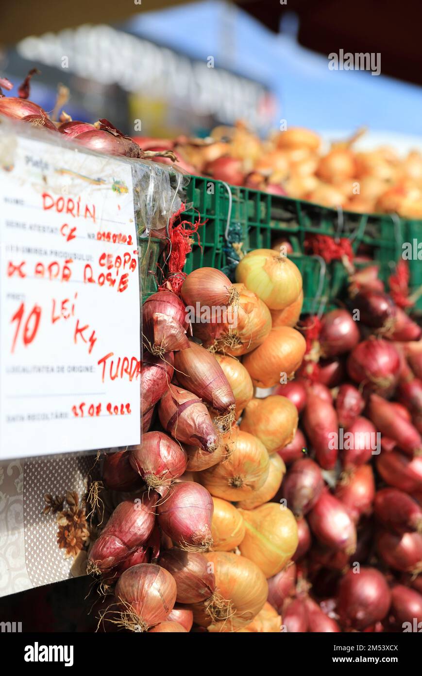 Cibin market selling fresh produce in the historic city of Sibiu ...