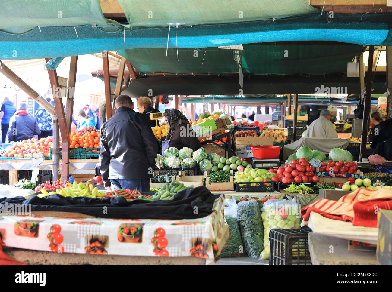 Cibin market selling fresh produce in the historic city of Sibiu ...