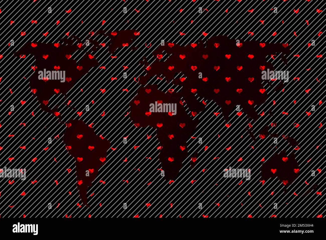 World map design with heart pattern. Earth with continents. Map of ...