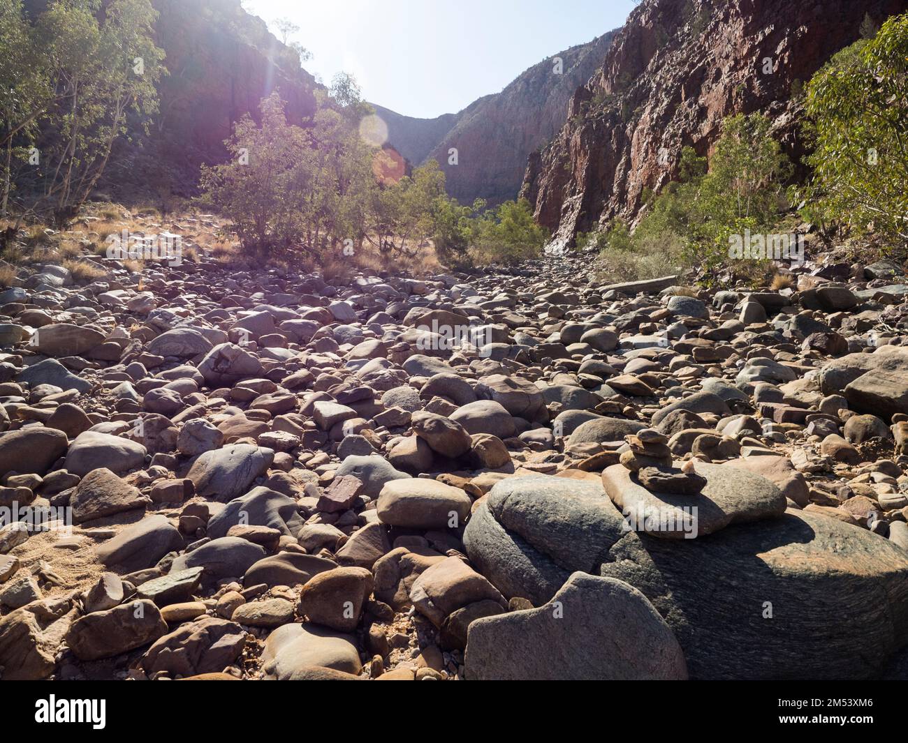 Rocky floor of Ormiston Gorge, West Macdonnell (Tjoritja) National Park ...