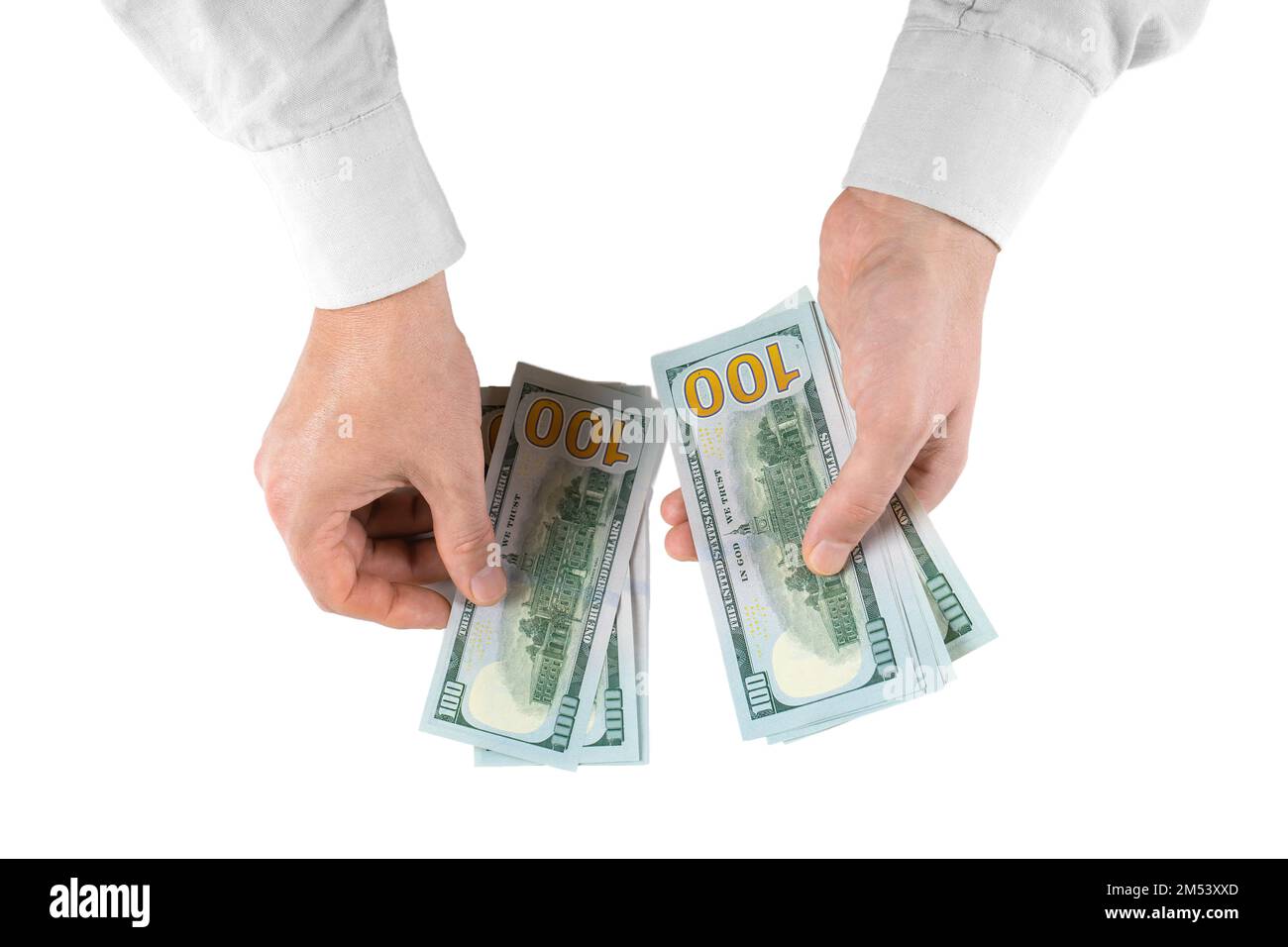 Man counting money. Allocation of money, economy concept, US dollar ...