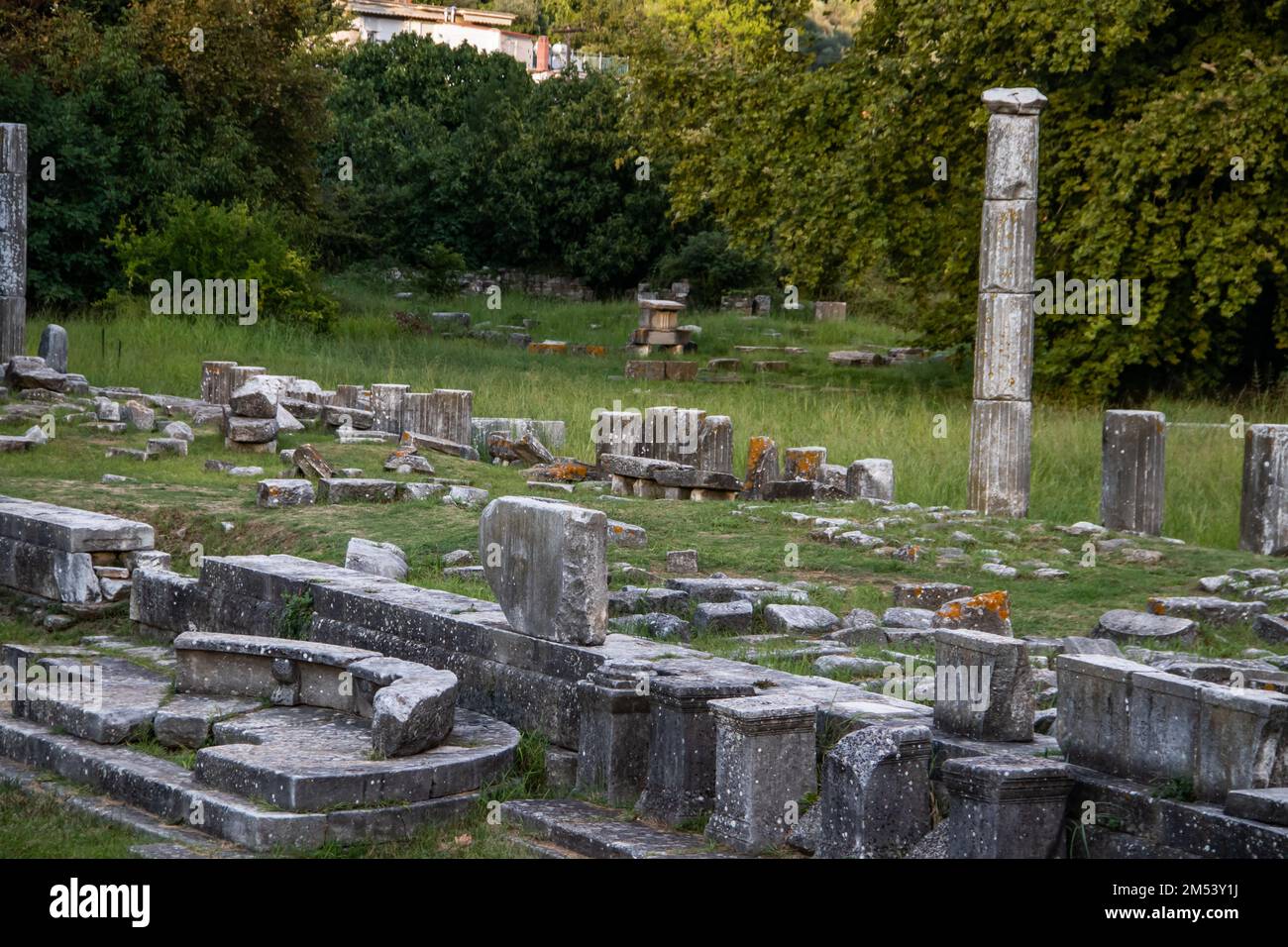 Ancient Greek agora, archeological site in Limenas, Thasos island in ...