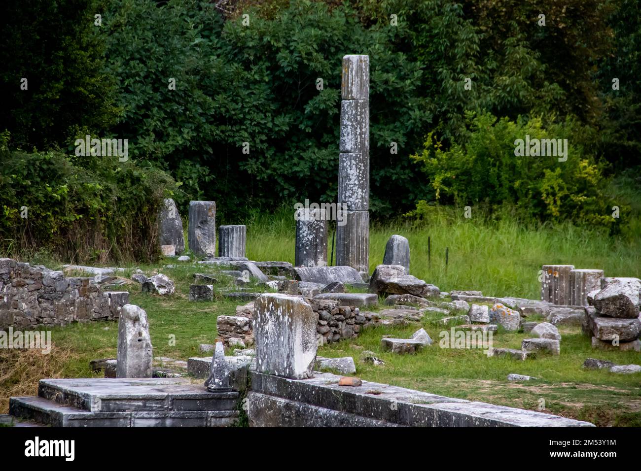 Ancient Greek agora, archeological site in Limenas, Thasos island in ...