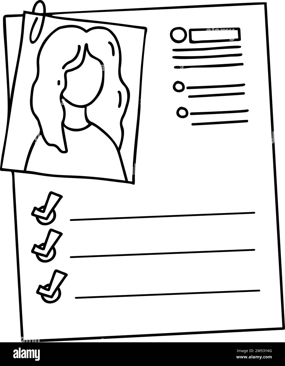 Resume woman candidate for vacancy, document, questionnaire. Vector ...