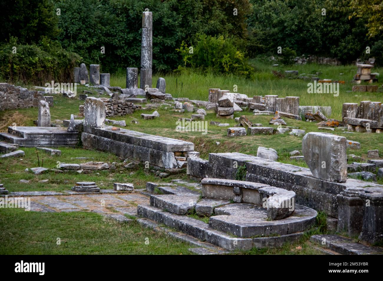 Ancient Greek agora, archeological site in Limenas, Thasos island in ...