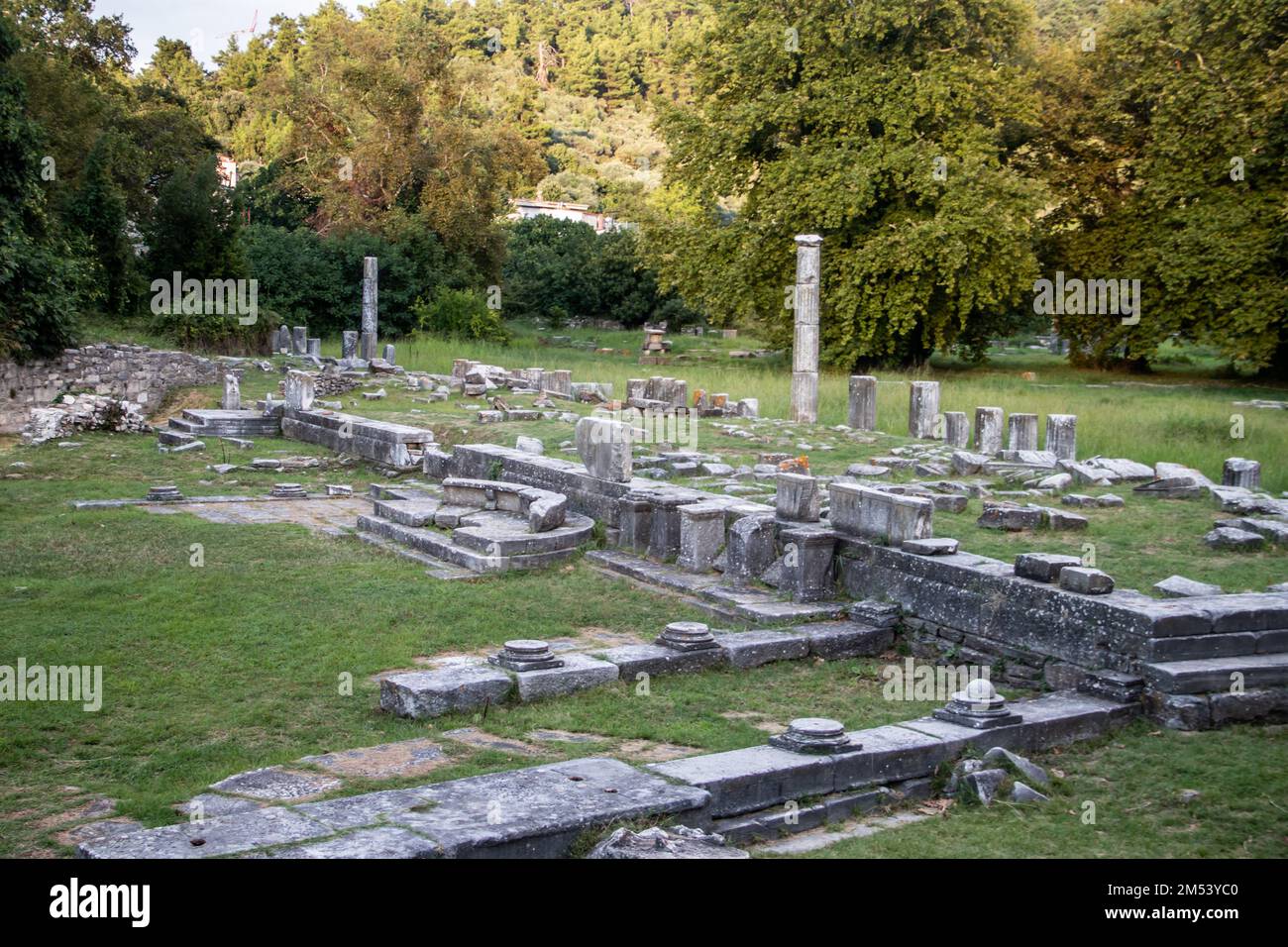 Ancient Greek agora, archeological site in Limenas, Thasos island in ...