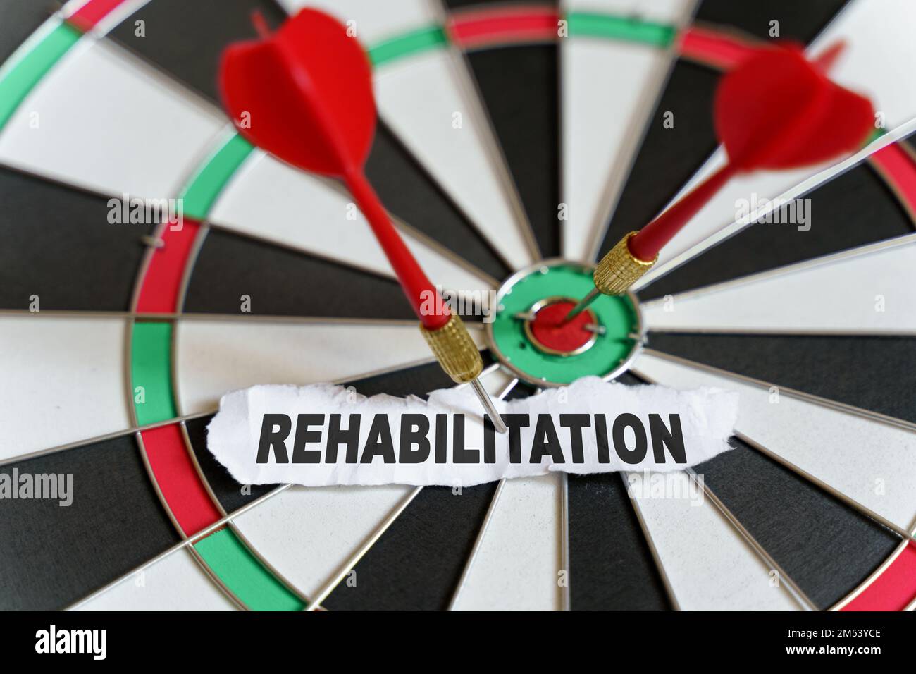 Medical concept. The picture shows a target, darts and a torn piece of ...
