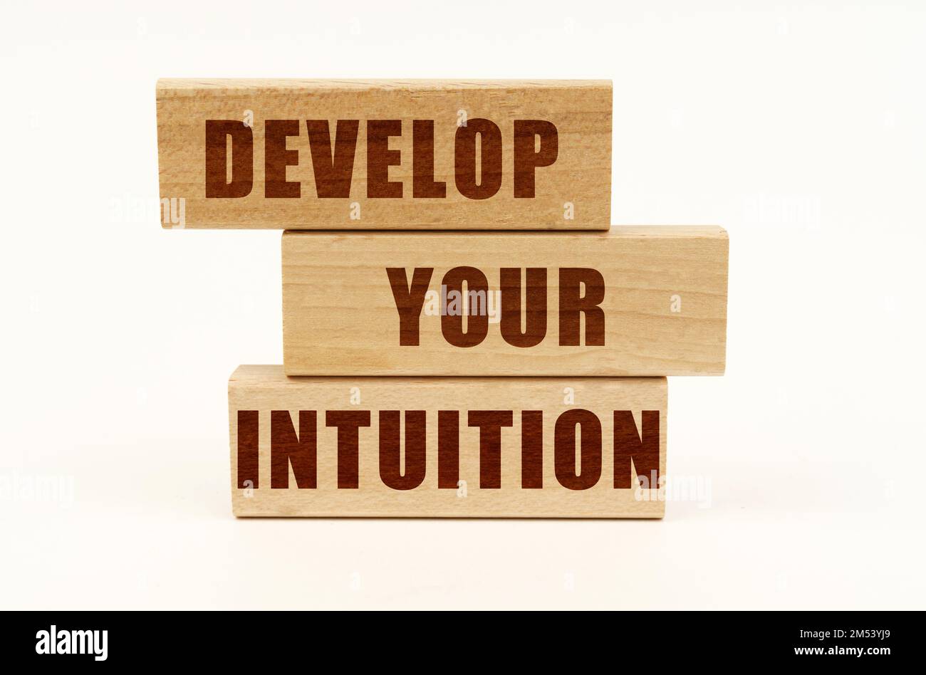 Business concept. On a white surface are wooden blocks with the ...