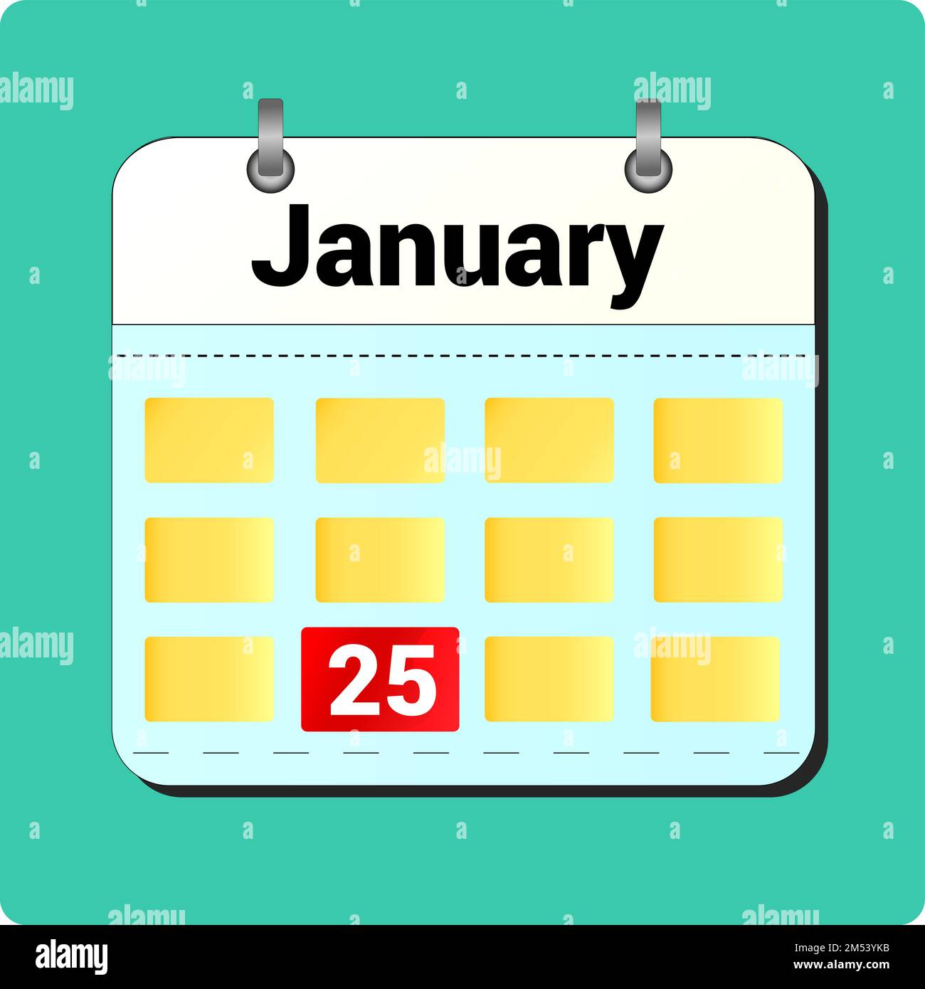 calendar vector drawing, date January 25 on the page Stock Vector Image ...