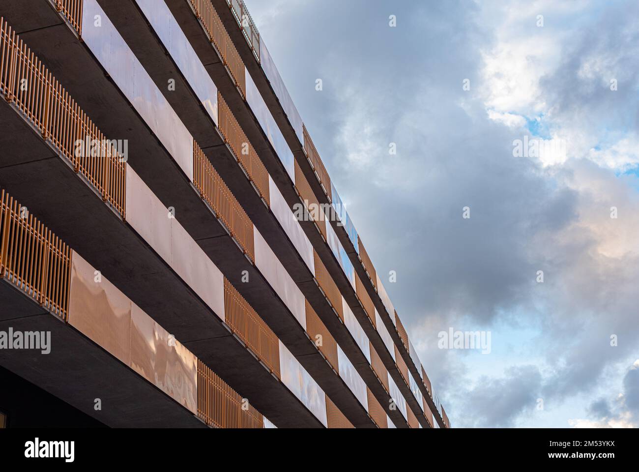 The exterior design of an architecture under blue cloudy sky Stock ...