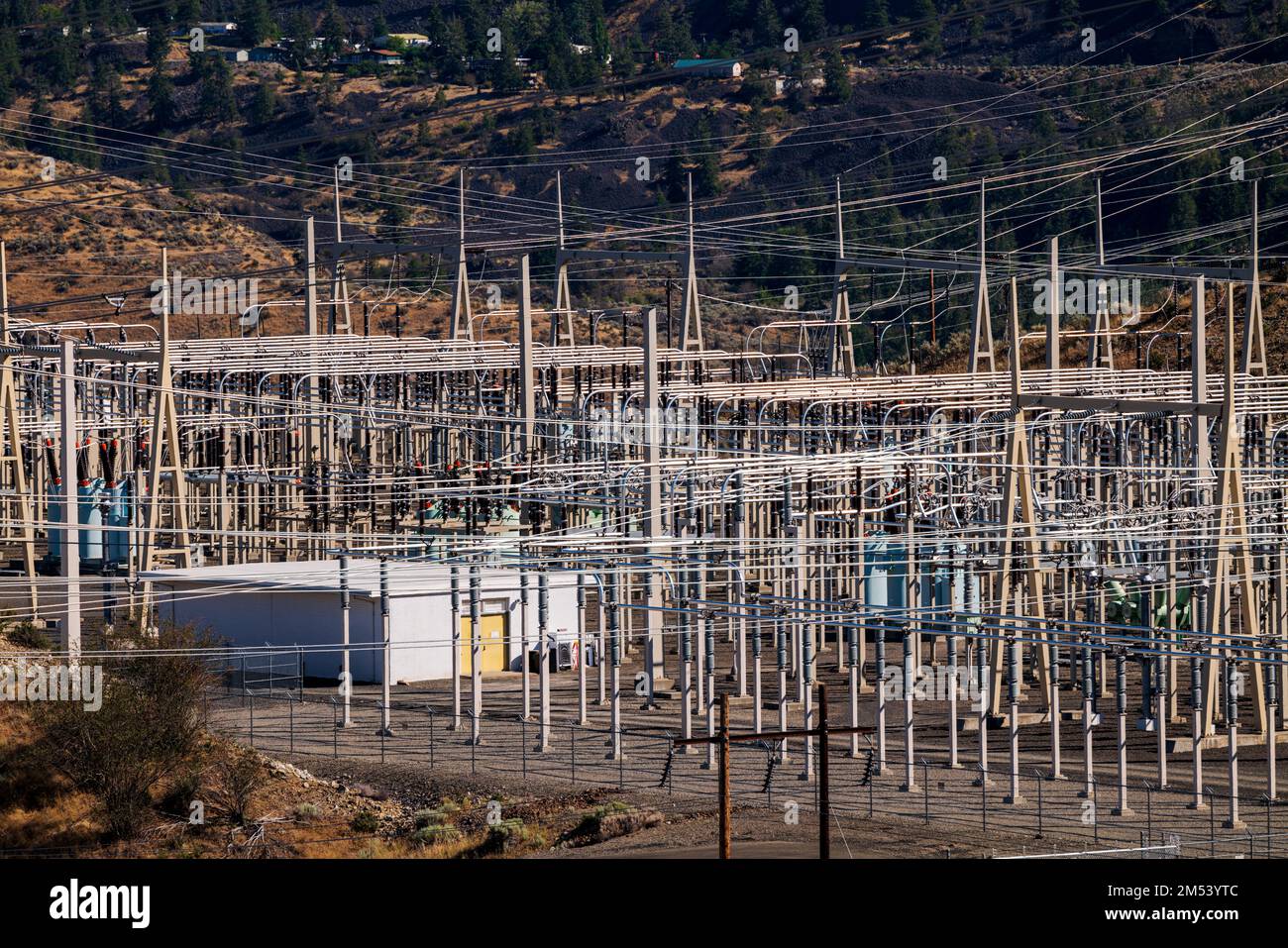Electrical transmission field; Grand Coulee hydroelectric dam; largest ...