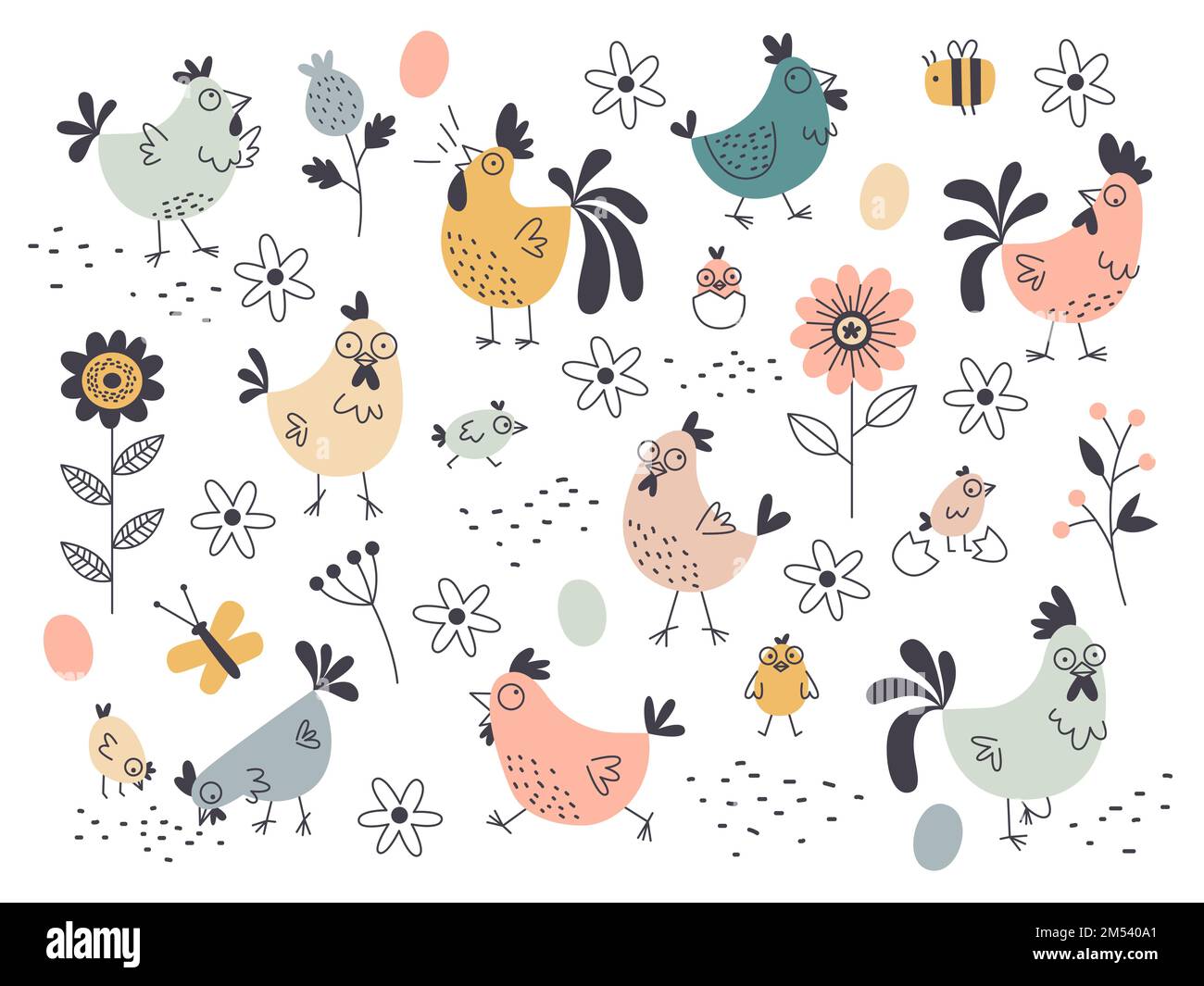 Cockerels and hens Stock Vector Images - Alamy