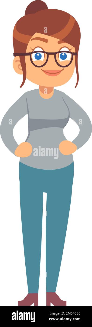 Cartoon flat woman. Different woman generation collection. Middle age ...