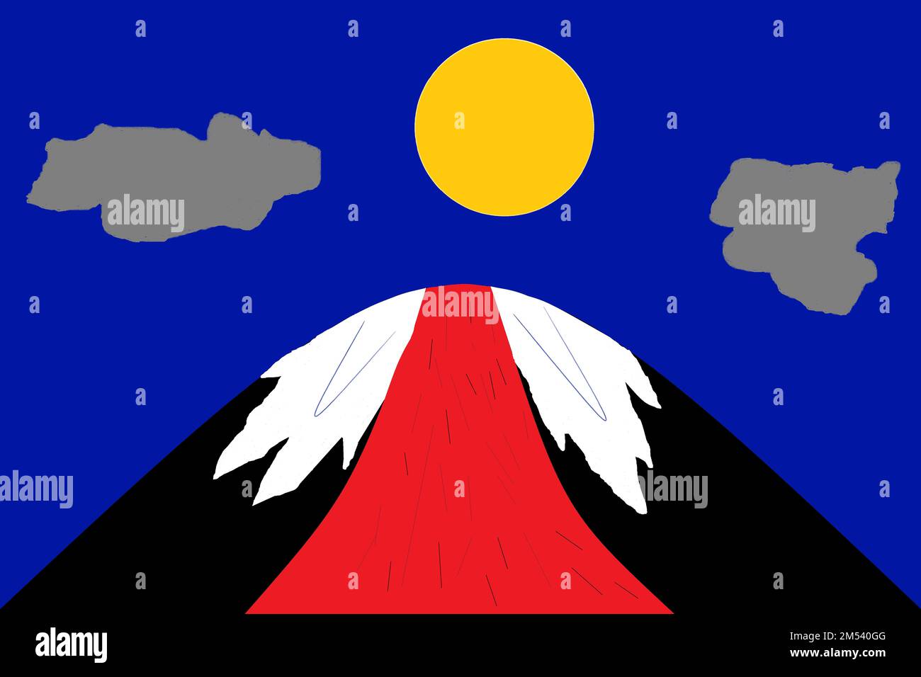 Lava flows from snow capped volcano Stock Photo - Alamy