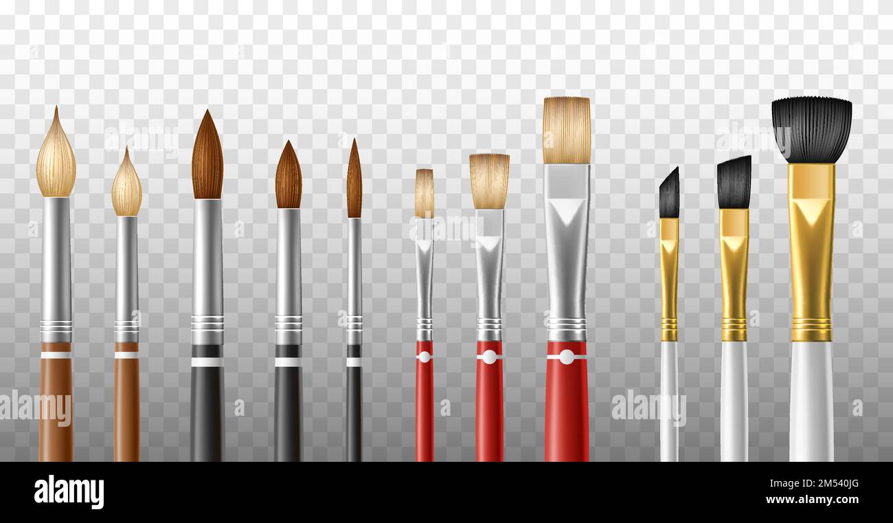 Realistic artistic brushes. Different art paintbrushes, natural and ...
