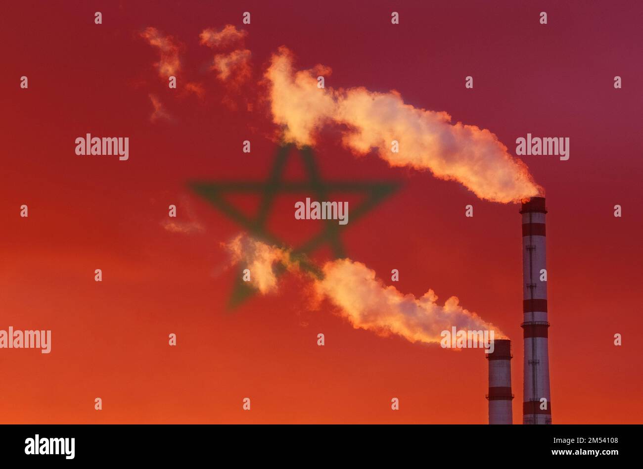 Ecological concept. Against the background of the flag of Morocco ...