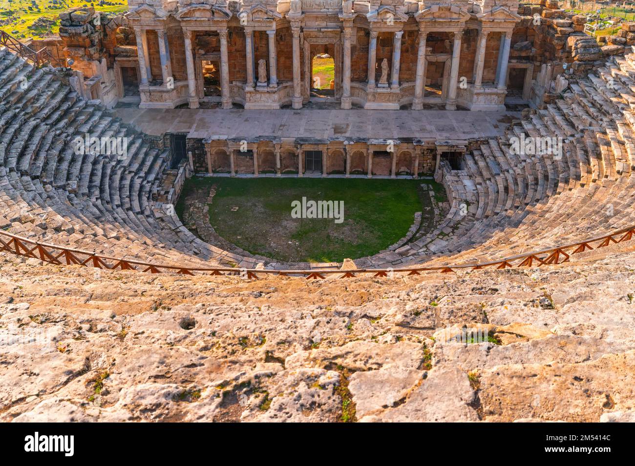 Roman amphitheater in the ruins of Hierapolis, in Pamukkale, Turkey ...