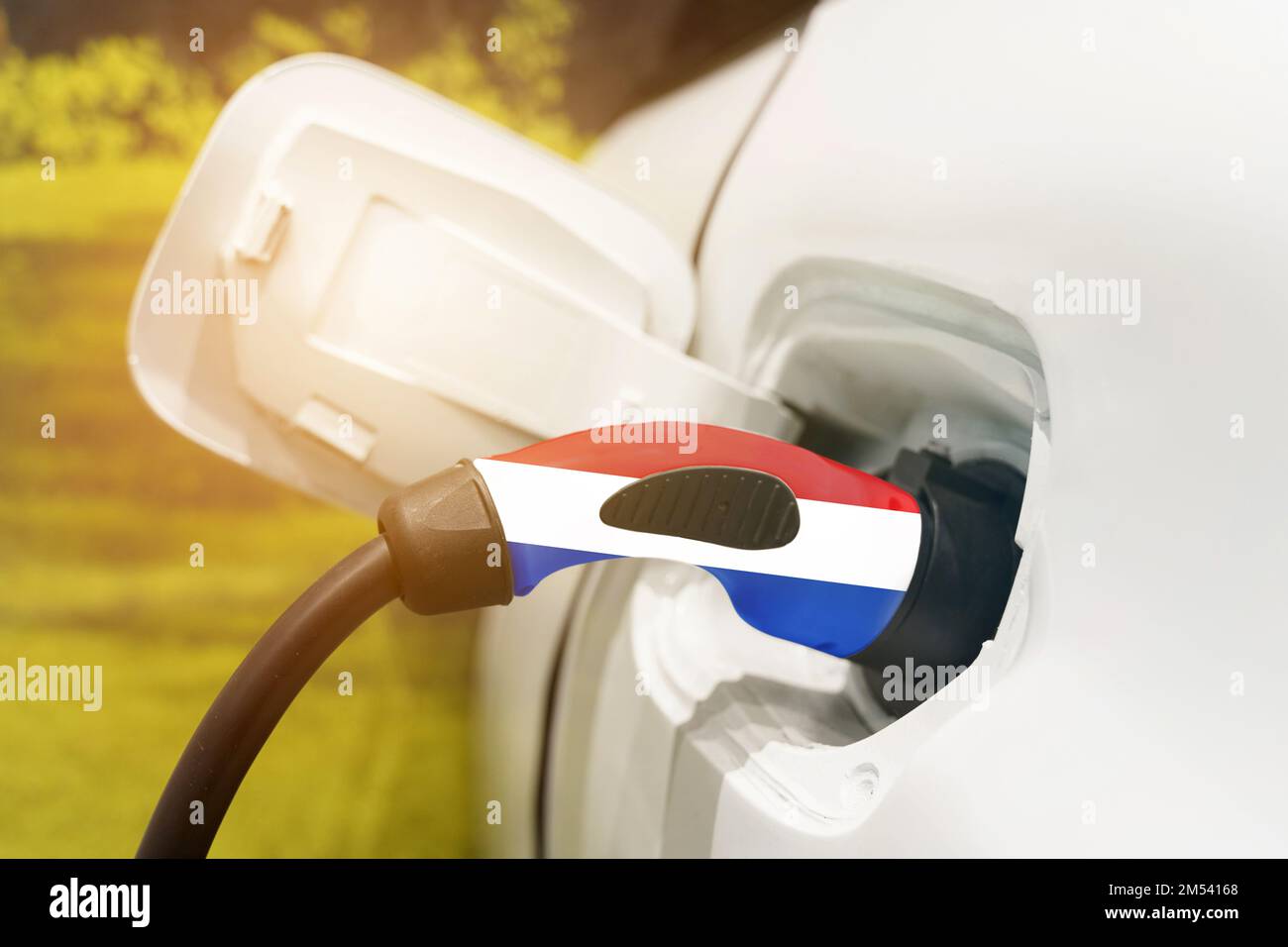 The concept of ecological transport. Charging electric vehicles with an ...