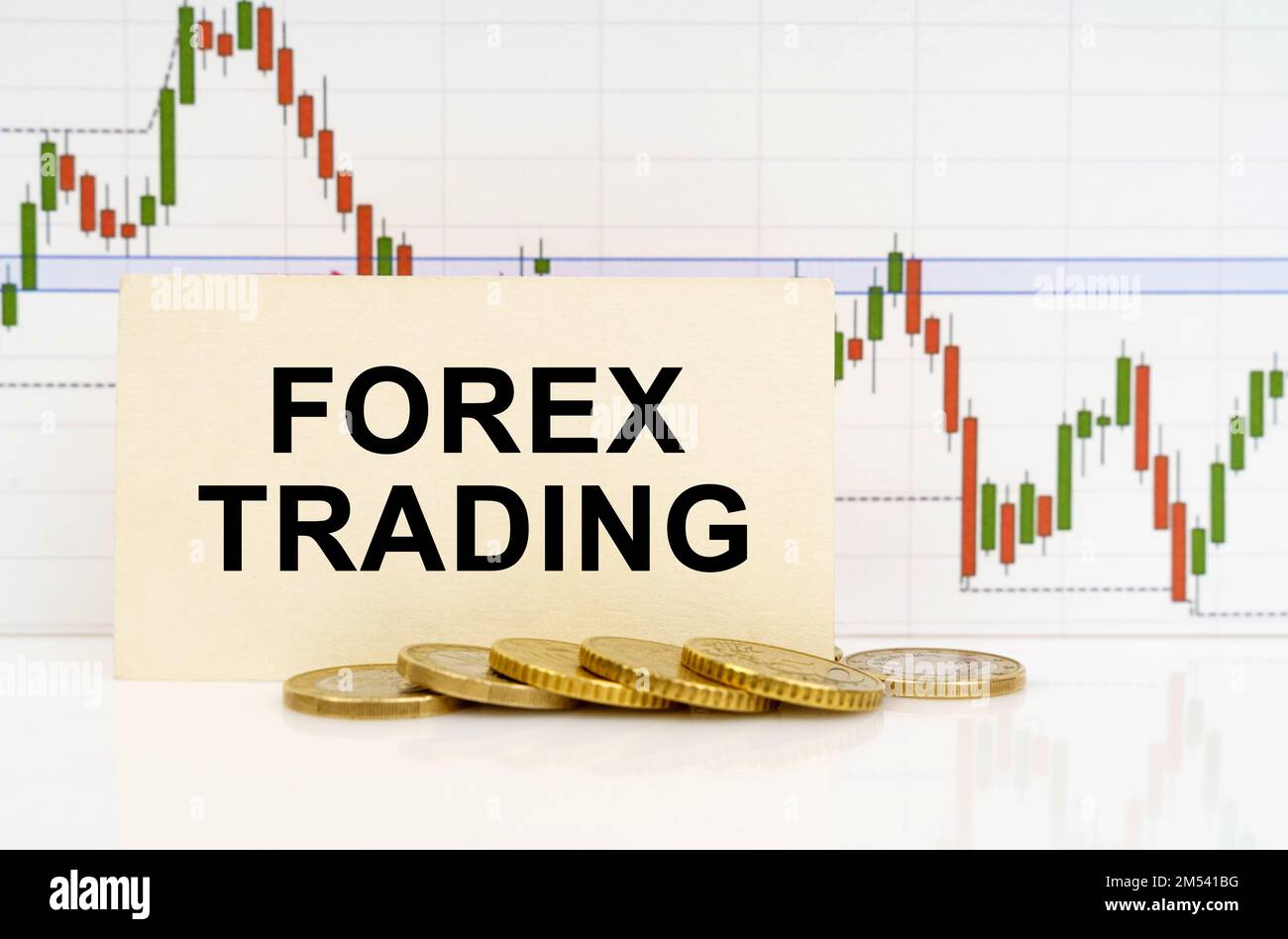 Business concept. Against the background of the quotes chart, a ...