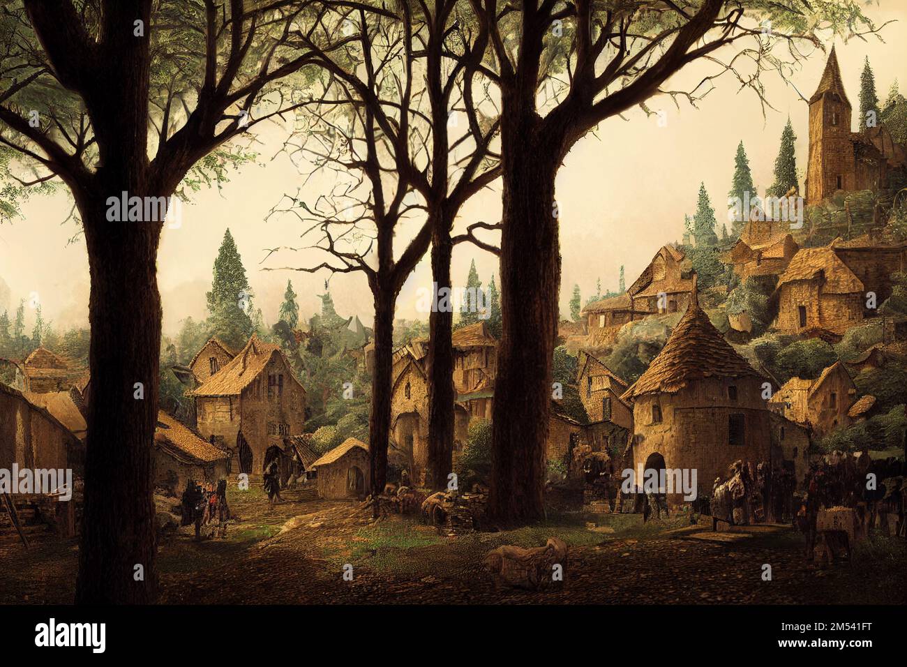 Medieval homes illustration hi-res stock photography and images - Alamy