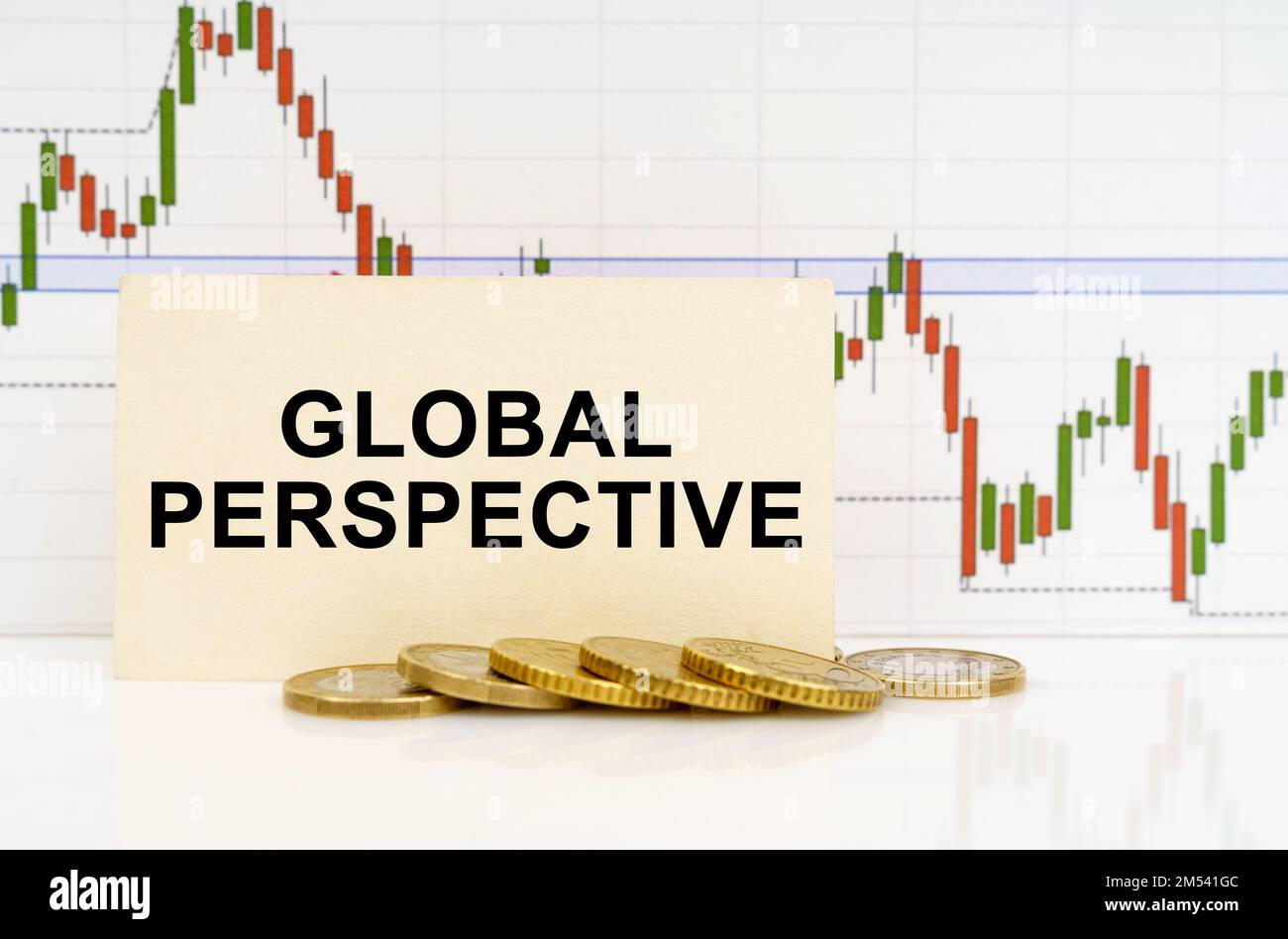 Business concept. Against the background of the quotes chart, a ...