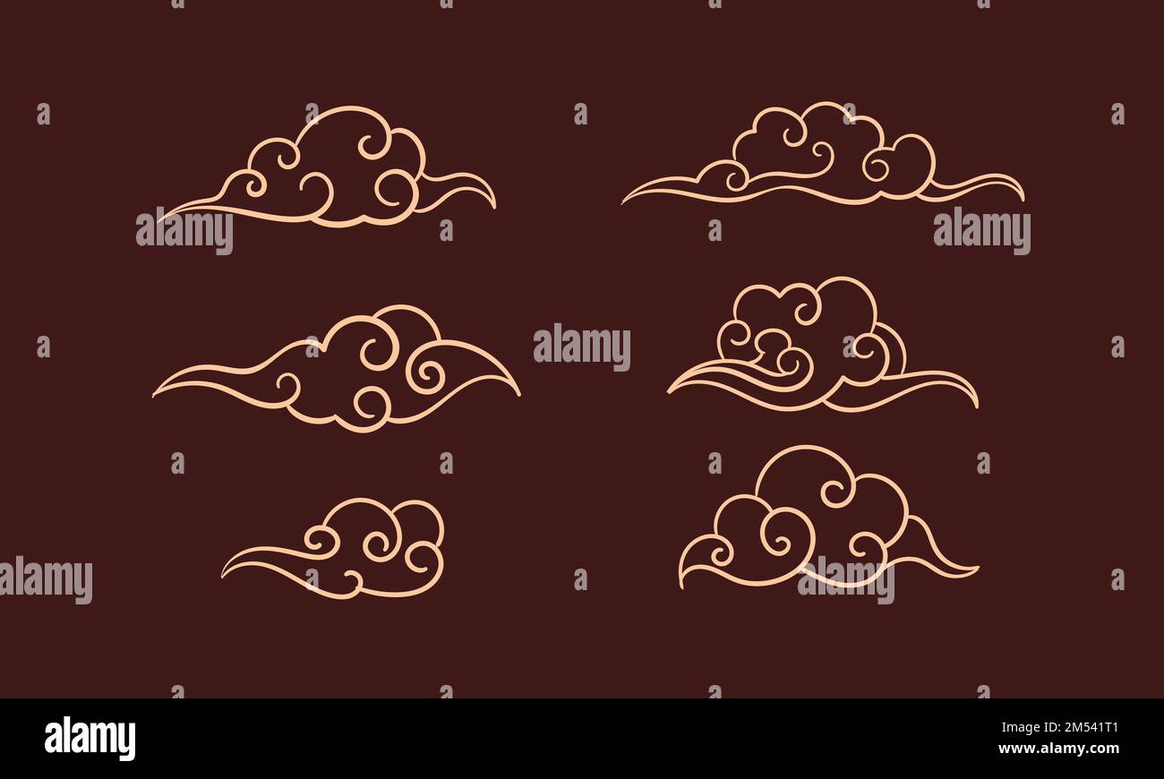 A vector of cloud icons isolated on a brown background Stock Vector ...