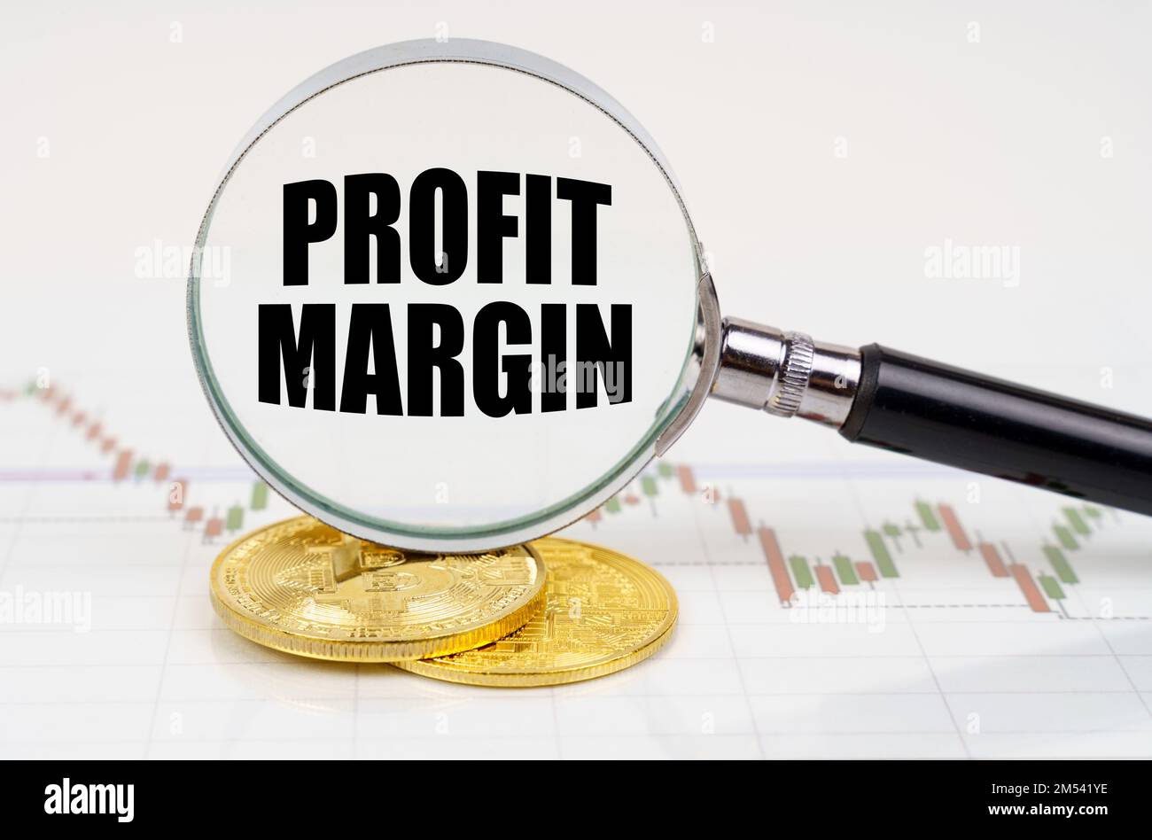 Business and technology concept. On the chart with quotes are bitcoins ...