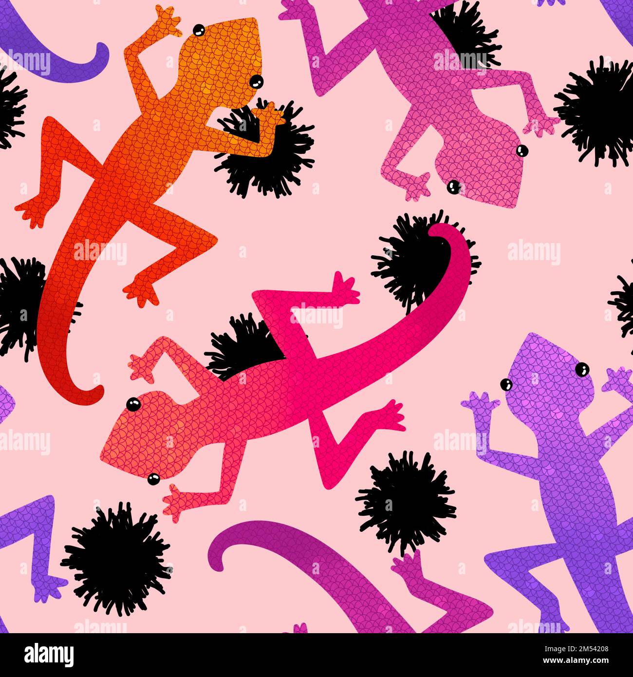 Cartoon animals seamless lizard pattern for wrapping paper and kids ...