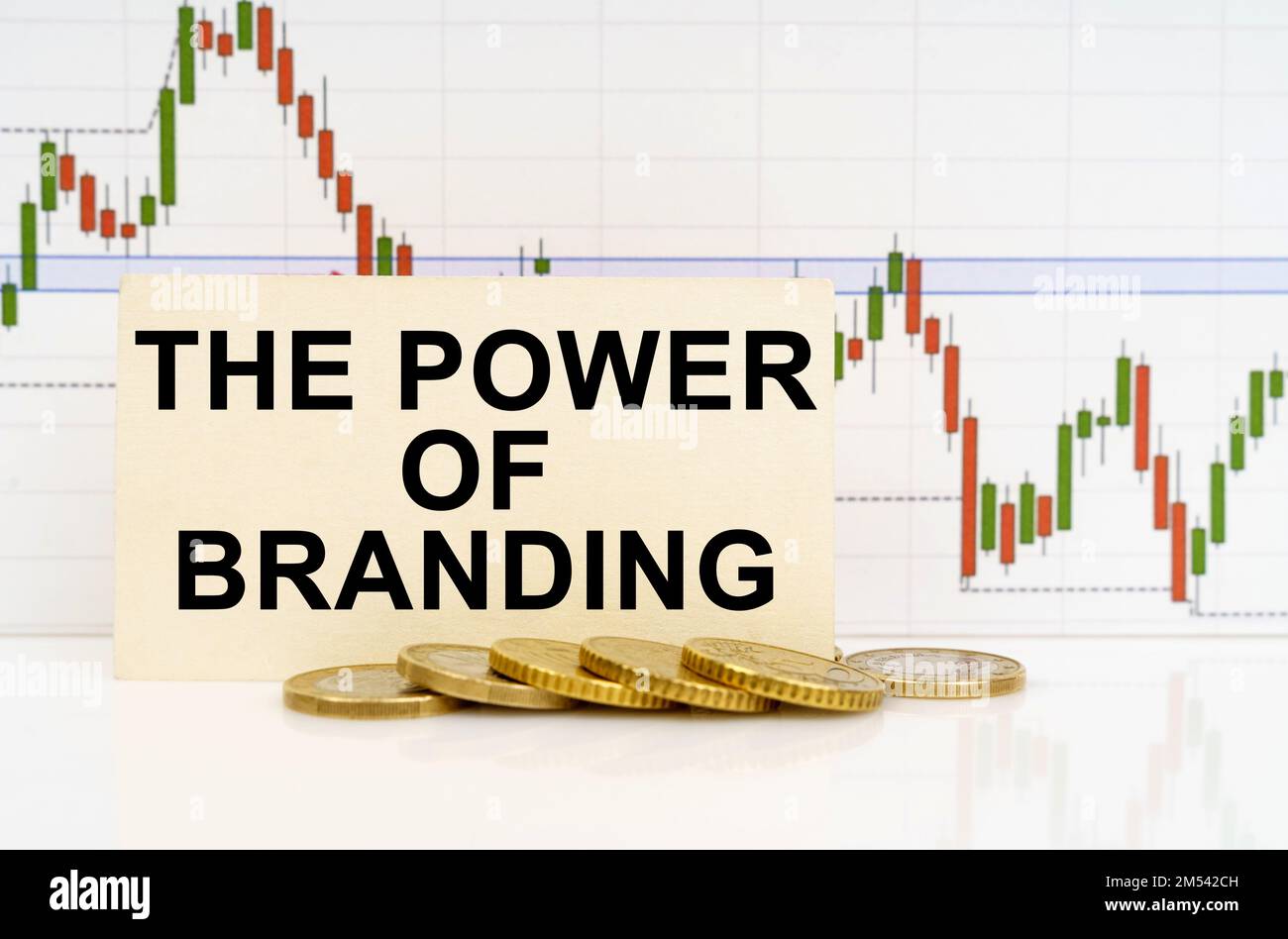 Business concept. Against the background of the quotes chart, a ...